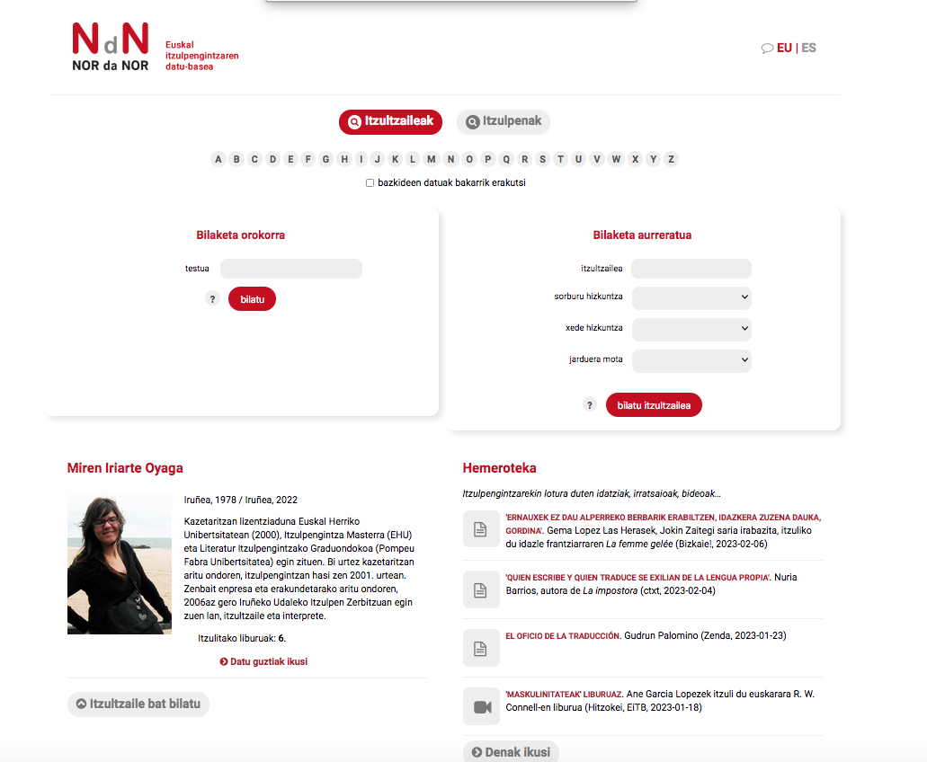 Nor da Nor datu-basea, berritua — EIZIE Elkartea